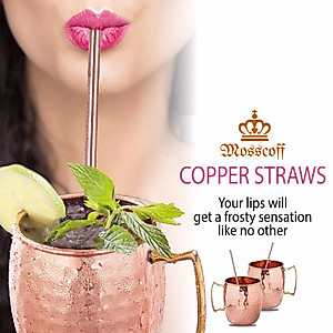 Copper straws - 100% copper drinking straws set of 4 - standard size 6.7" (17 cm) - Best size for your Moscow Mule copper mug - pure premium copper with food safe lacquer to keep the shine.