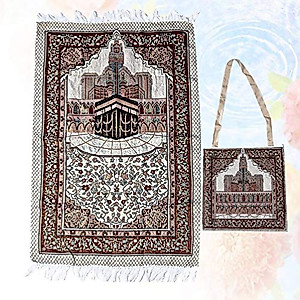 VOSAREA Muslim Prayer Rug Tassel Geometric Printing Prayer Mat Portable Carpet for Meditation Pilgrimage