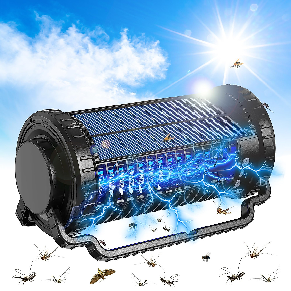 Bug Zapper,Solar Mosquito Zapper Outdoor & Indoor, Cordless Rechargeable Mosquito Trap, Mosquito Killer lamp Electric Fly Zapper, Waterproof Insect Zapper for Home, Backyard, Patio,Garden (Black_1)
