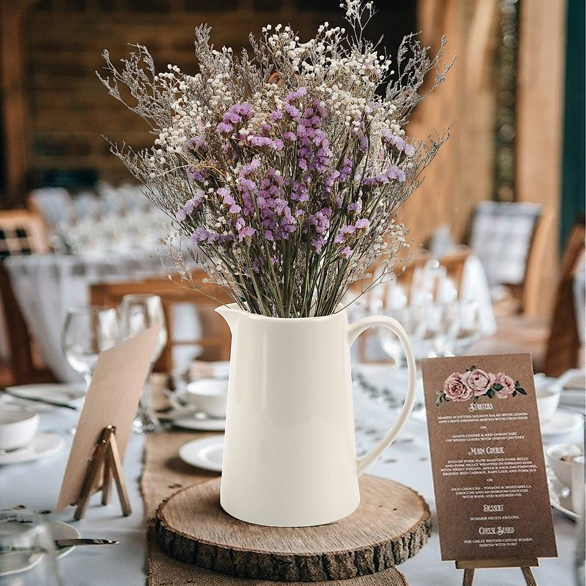 GTIDEA Natrual Dried Flowers Bouquet Dried Babys Breath Flowers with Lavender Dried Floral Arrangements for Farmhouse Wedding Home Table Office Garden Decor (17 Inch)