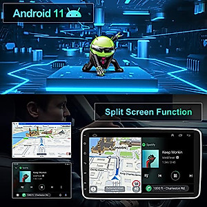 2022 Android 11 Rotating Touch Screen Car Stereo with Apple Carplay Android Auto, 10" Car Radio with Hi-Fi FM/RDS GPS WiFi Double Din Head Unit Support Bluetooth AHD Backup Camera(2+32)