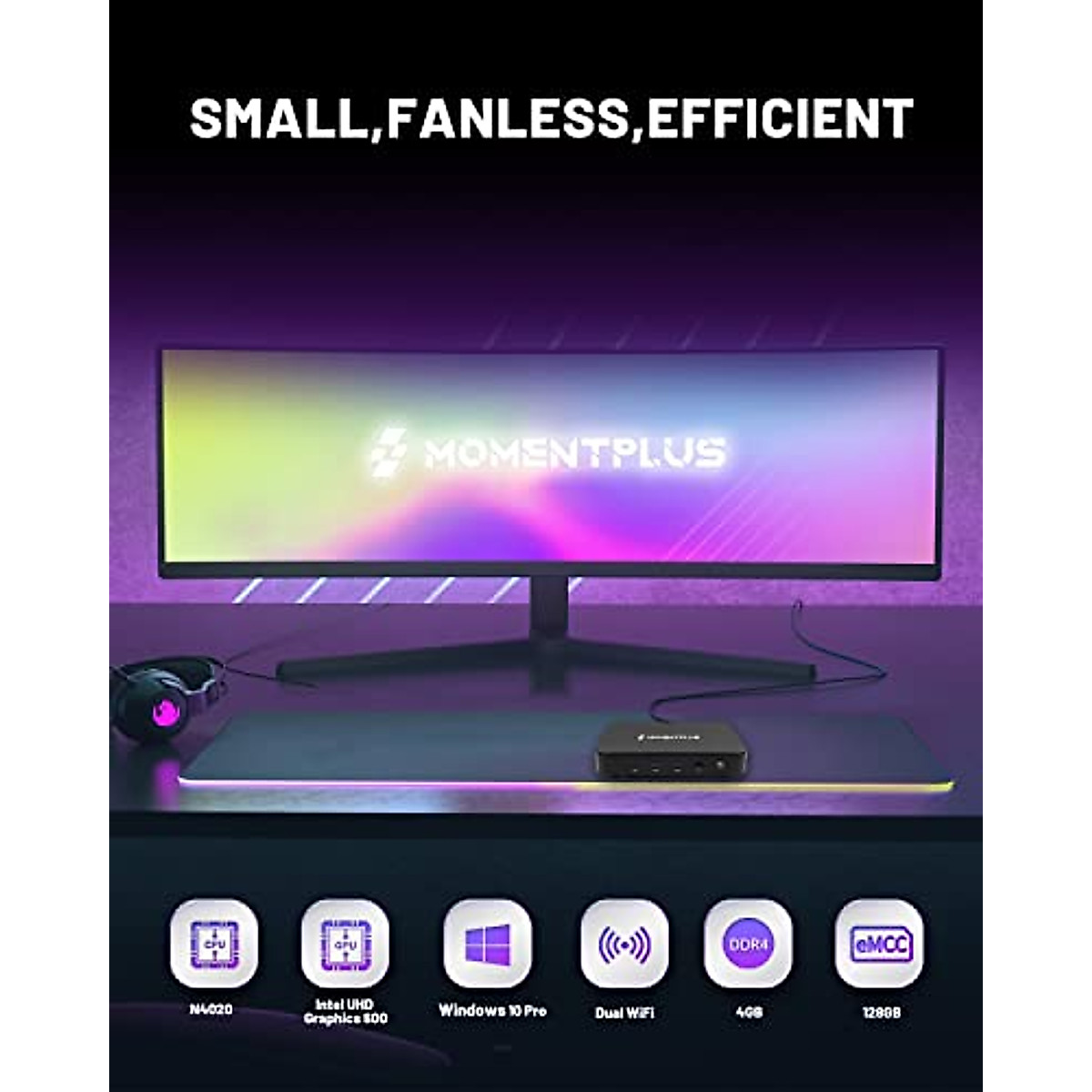 Ubuntu Linux Mini PC, Intel Celeron N4020 Linux Mini Computer, 4GB RAM 128GB SSD Micro PC Computers with 4K HDMI 2.4G/5G WiFi Bluetooth 5.0 USB 3.0 Linux Mini PC Ubuntu