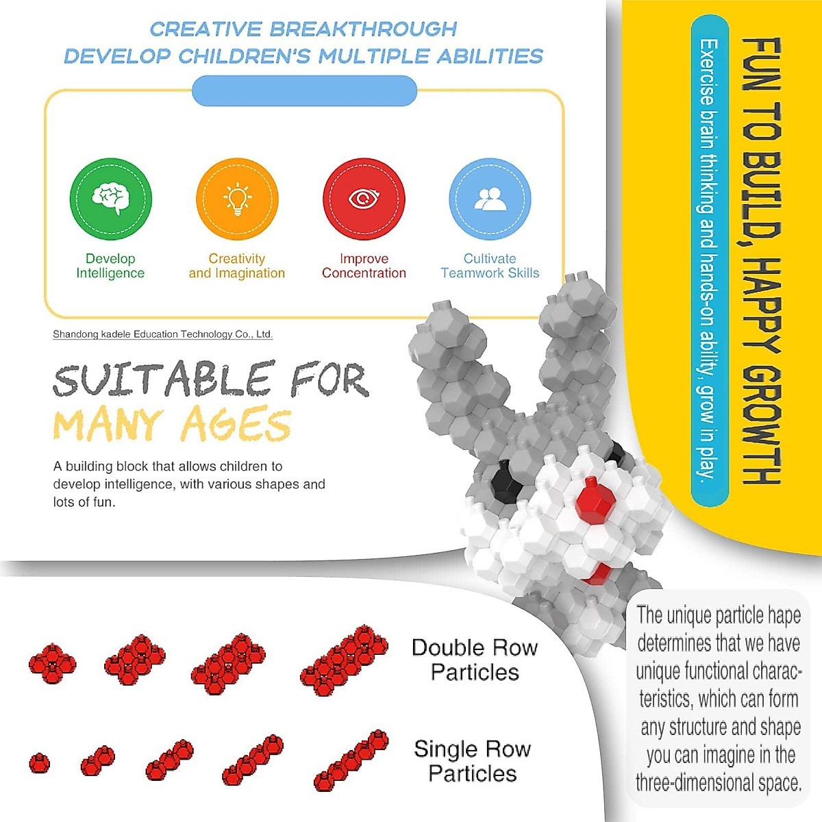 KADELE Easter Bunny Animals Toy Building Sets，Extremely Creative and Challenging STEM Building Toys,Educational Toys for Boys and Girls Ages 8 and Up(80 Pieces)