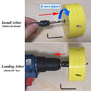 JIECHENG Bi-Metal 4 inch Hole Saw with Arbor Mandrel for Cutting Wood,Cornhole Boards,Drywall,Plasterboard,Plywood,Steel,Aluminium,Brass,Copper,Zinc,Tin,102mm