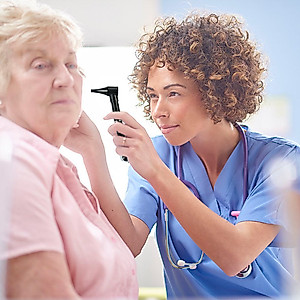 ZJchao Clip Otoscope, LED Penlight Otoscope Adult Child Professional Home Ear Care Magnifying Lens Flashlight Light Pen with 5 Sized Speculas Head