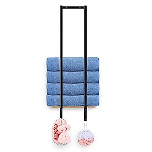 Towel Racks for Bathroom Wall Mounted, Bathroom Towel Storage, Bath Towel Holder for Folded Large Towel Washcloths, Stainless Steel Wall Towel Rack, Black
