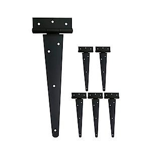 QCAA Extra Heavy Duty Tee Hinge, 14" X5" x3.0mm, Steel, Elegant Sanded Matte Black, 6 Pack