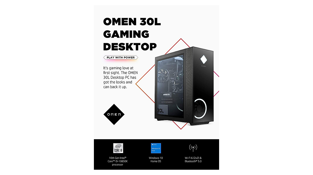 HP OMEN 30L Gaming Desktop, AMD Ryzen 7 5800X Processor, NVIDIA GeForce ...