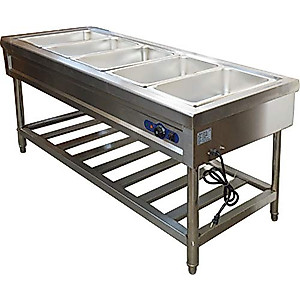 INTBUYING 72 inch 5 Pan Restaurant Electric Steam Table Buffet Food Warmer 110V with Pans