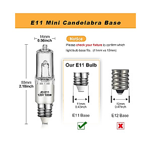4 Pack JDE11 Bulb,120V 100W Halogen Candelabra Bulbs,T4 Mini Base JD E11 Bulb ,Dimmable 2700K Warm White（Replacement E11 LED bulb）,for Chandeliers,Candelabra,Ceiling Fan, Table Lamps, Cabinet Lighting