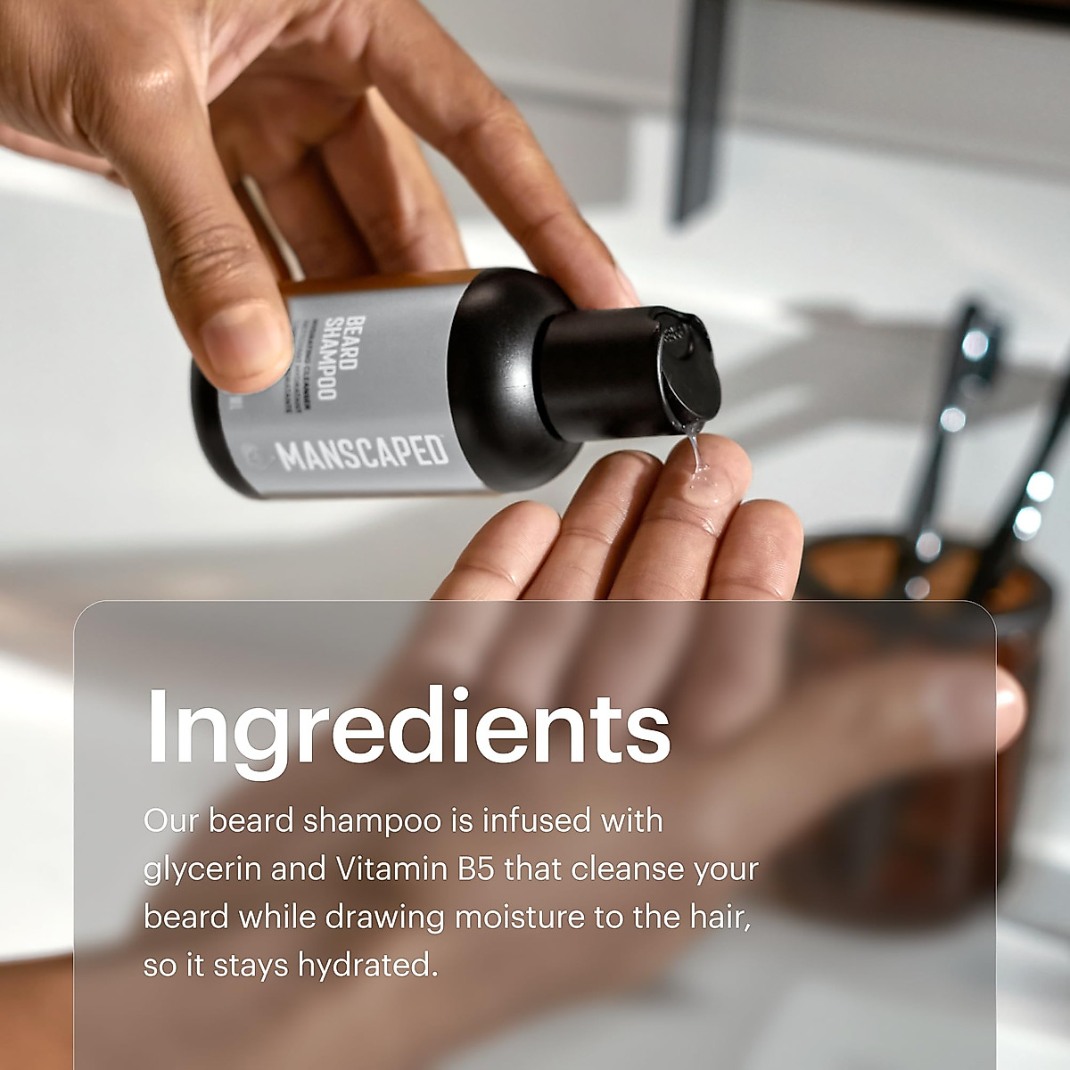 MANSCAPED® UltraPremium Beard Shampoo, Hydrating Cleanser with Eucalyptus, Rosemary, Lavender Essential Oils, Moisturizing Beard Wash for Hair and Skin (4 oz)