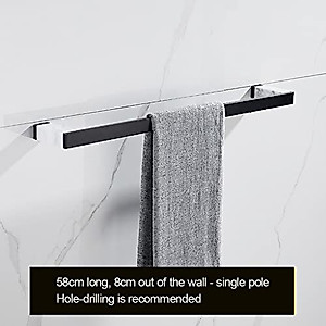 Bath Towel Bar Marble Towel Rack, Bathroom Wall Rack, Black Towel Rail Towel Holder (Color : Single Pole)