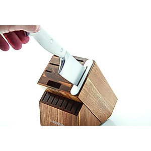 Farberware Edgekeeper 16-Piece Stainless Steel Block Set with Built-in Knife Sharpener, High-Carbon Stainless Steel Kitchen Knife Set with Ergonomic Handles, Acacia