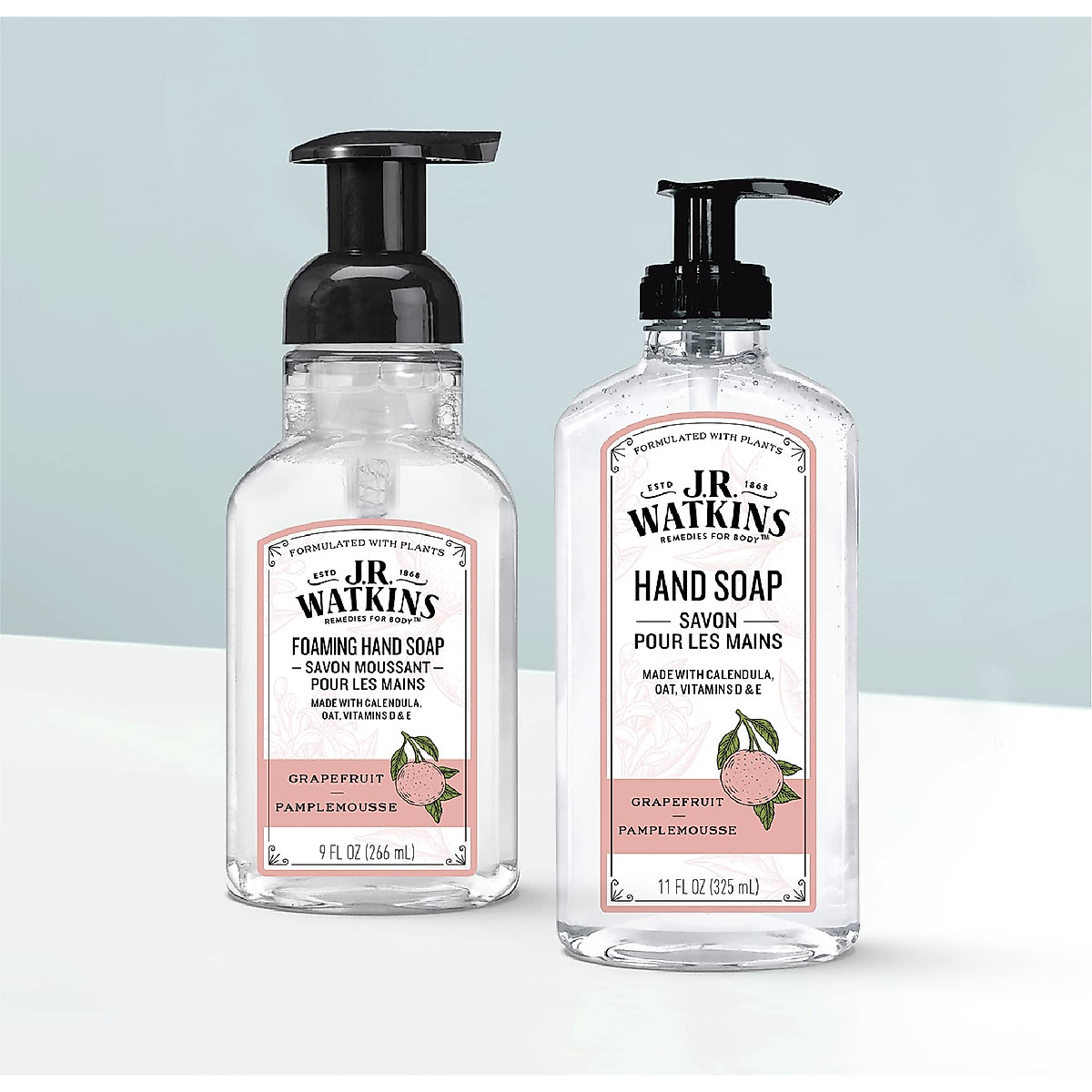 J.R. Watkins Gel Hand Soap For Bathroom or Kitchen, Scented, USA Made And Cruelty Free, 11 Fl Oz, Grapefruit, 3 Pack