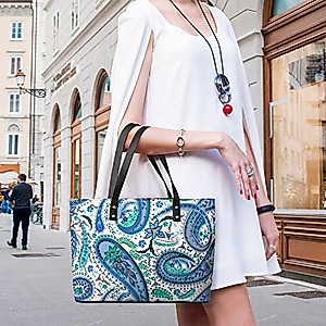 Womens Handbag Paisley Pattern Leather Tote Bag Top Handle Satchel Bags For Lady