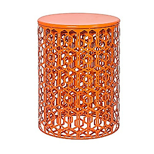 Homebeez Metal Accent Table, Set of 2 Decorative Round End Tables Nightstands, Coffee Side Tables for Indoor Outdoor and More (Orange Red)