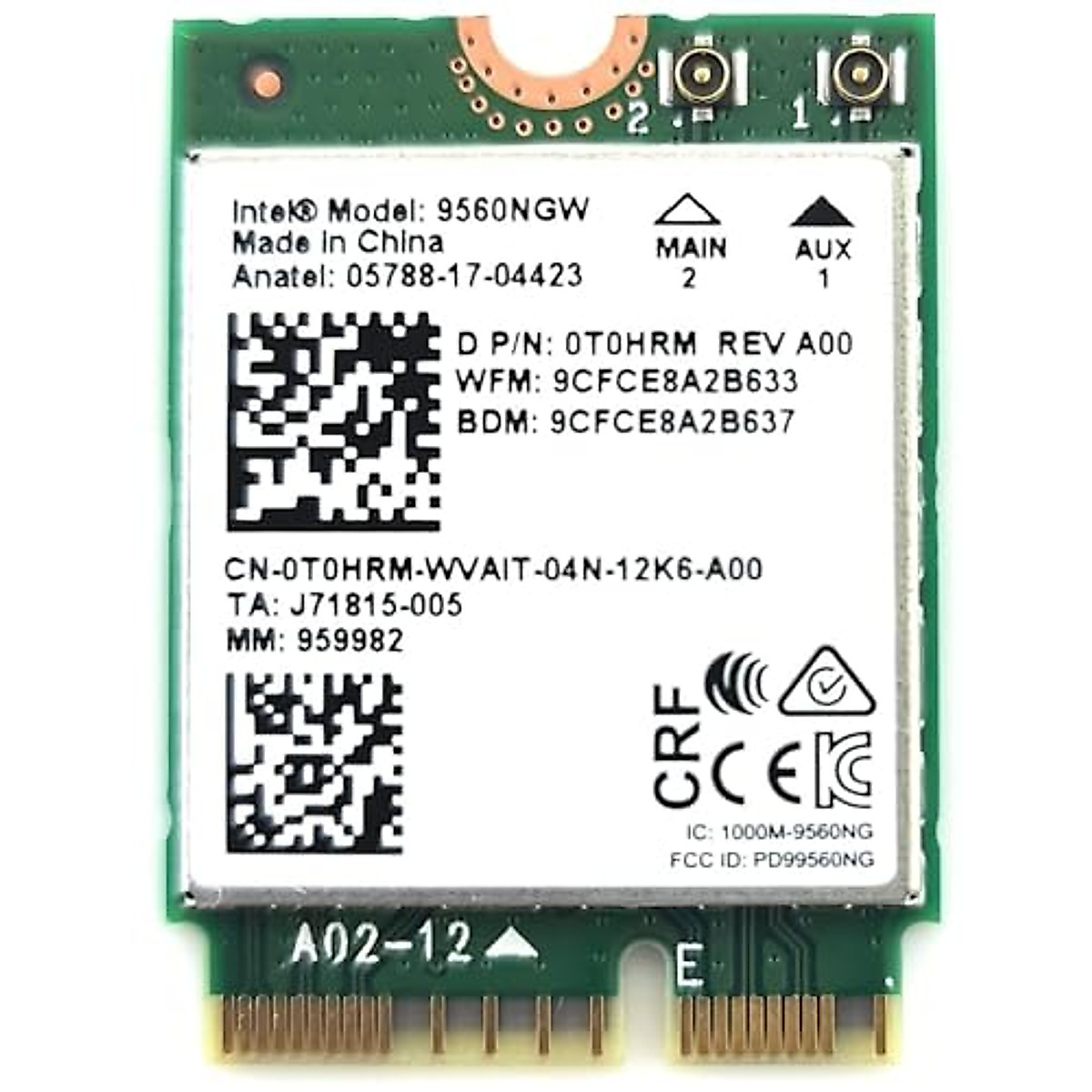 9560NGW R Wireless-AC 9560 PCI-Express M.2 2230 802.11ac WLAN Bluetooth 5.1 WiFi Card VHXRR 0VHXRR CN-0VHXRR Compatible Replacement Spare Part for Intel Compatible and Laptop Systems