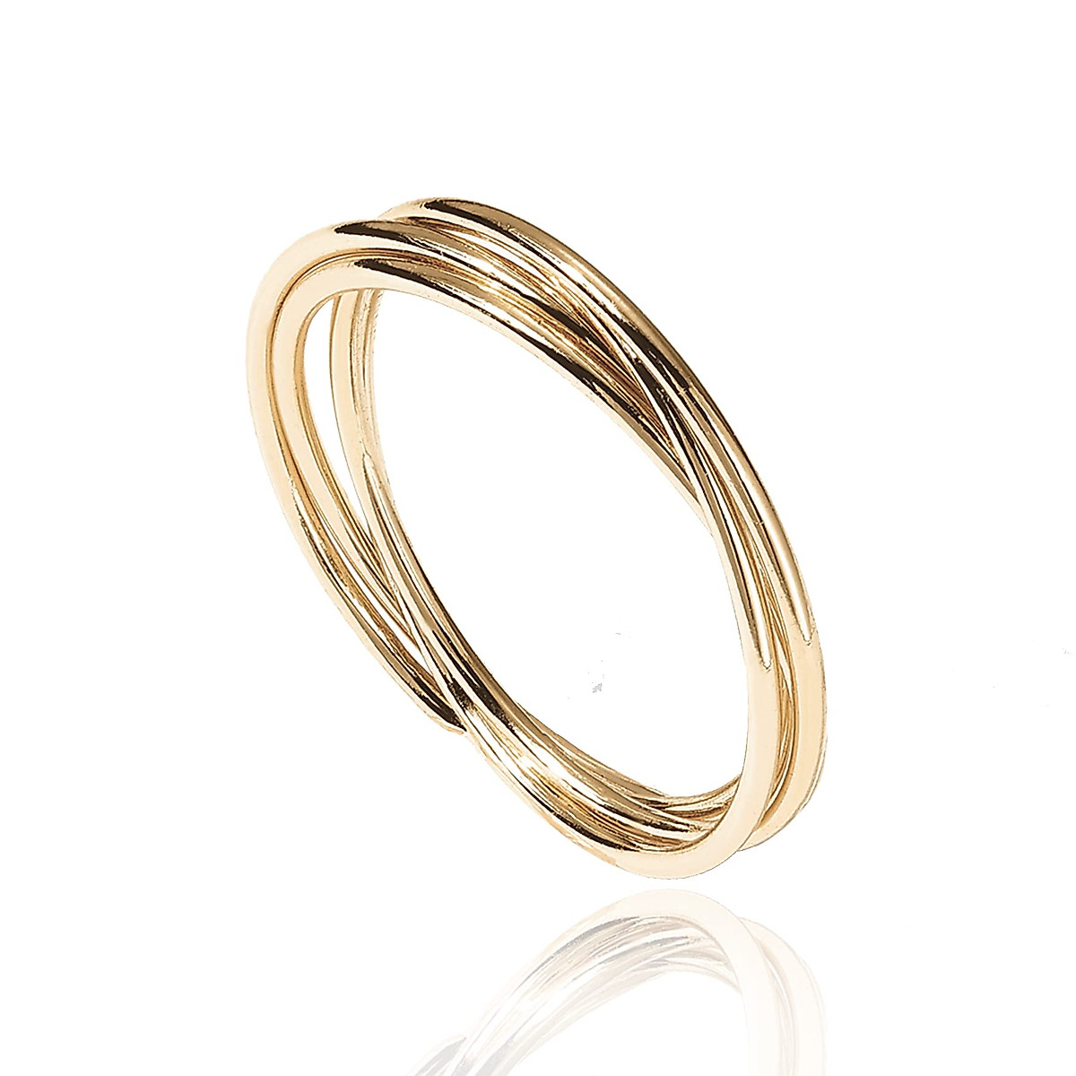 PAVOI Four Way Spinning Anxiety Ring (interlocked, Yellow Gold, 8)