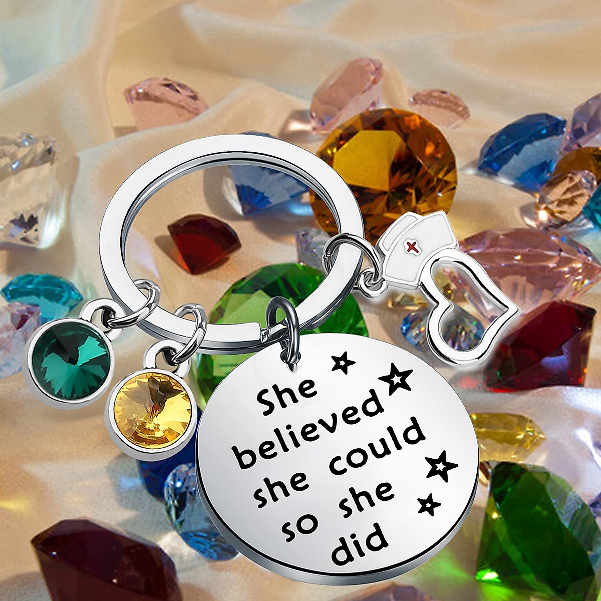 BAUNA Chi Eta Phi Keychain Chi Eta Phi Registered Nurse Jewelry Inspirational Student Nurses Keychain (Chi Eta Phi Keychain)