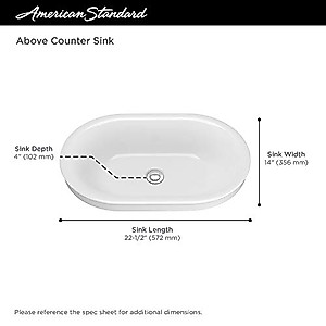 American Standard 1296000.020 Studio S 23-inch Oval Above-Counter Sink, White