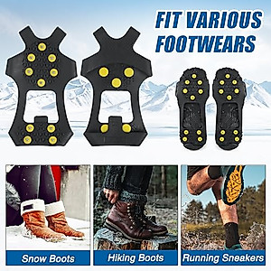 Ice Cleats Snow Traction Cleats Crampons for Shoe and Boots Non-Slip Overshoe for Walking on Snow and Ice Rubber Walking Cleats Anti Slip Crampons
