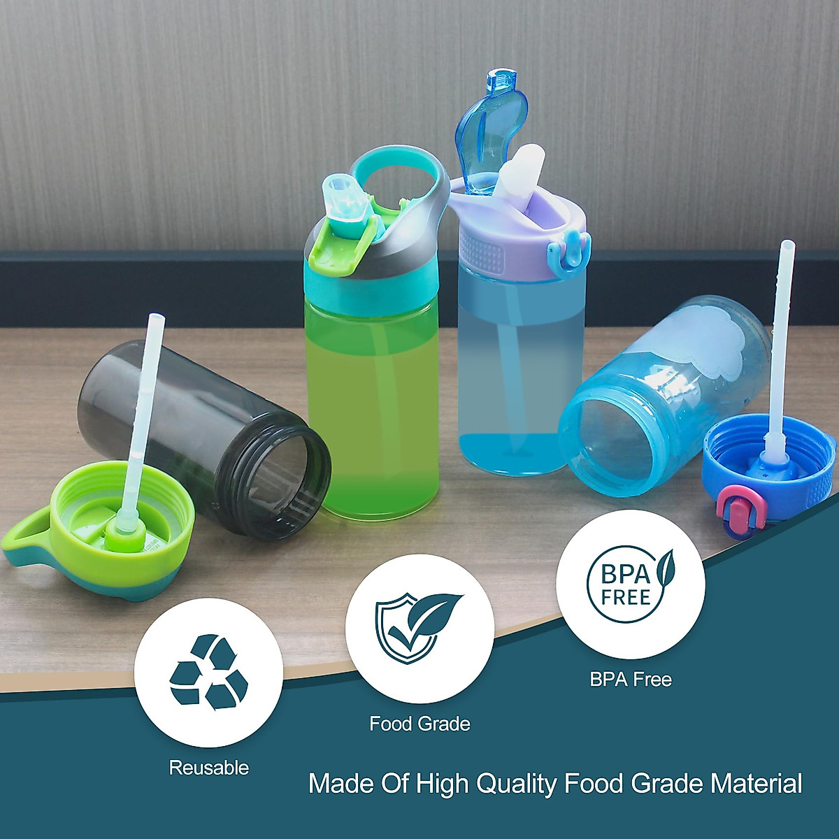 KLOWOAH Replacement Straws Compatible with Zak 16oz Water Bottle, (Pack of 6)