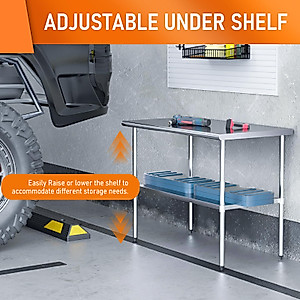 HOCCOT Stainless Steel Table for Prep & Work 24" X 48" inches with Adjustable Shelf, Commercial Workstations, Utility Table in Kitchen Garage Laundry Room Outdoor BBQ