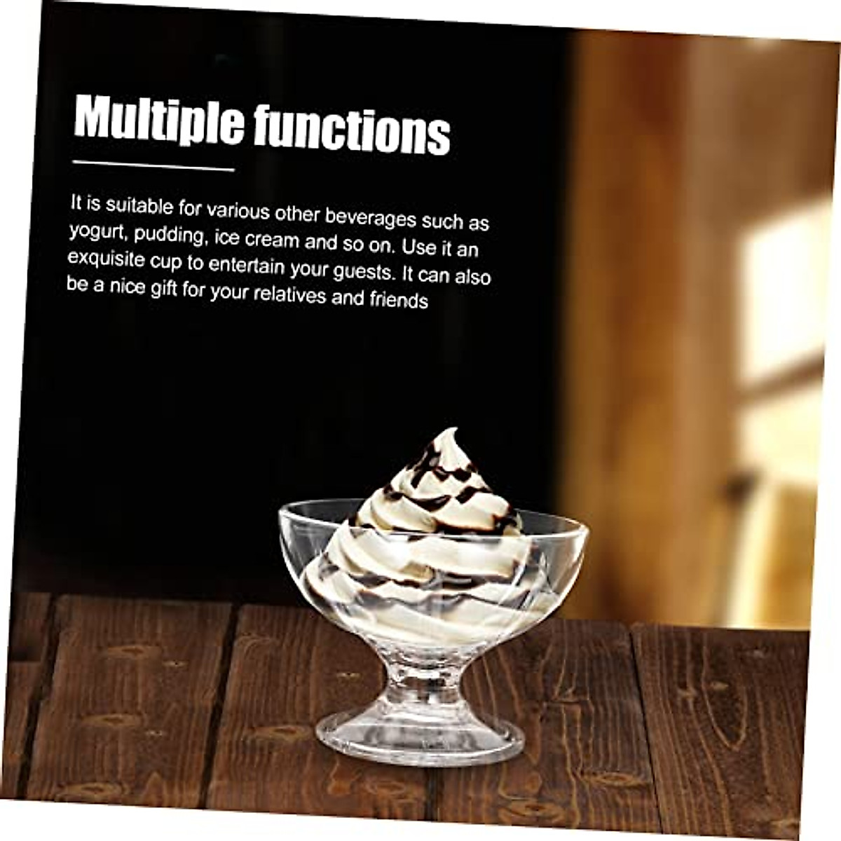 Hemoton 4pcs Ice Cream Cup Trifle Mojito Glasses Glass Pudding Cup Plastic Container Plastic Trifle Bowl Clear Acrylic Cake Stand High Based Juice Cup Milk Shake Cup Dessert Display Cup