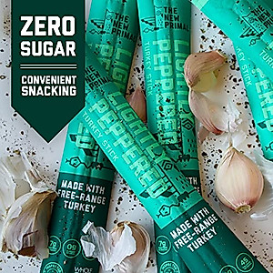 The New Primal Lightly Peppered Turkey Sticks, Keto, Gluten Free Healthy Snacks, Sugar Free Low Carb High Protein, Jerky Meat Stick, 7g Protein, 20 Ct