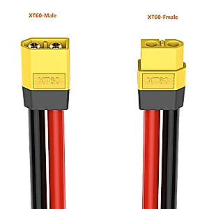 PolyEnergy XT60 Extension Cord 10Ft with XT60 Female Male for Portable Power Station Solar Panel RC Battery Lipo Battery Pack Portable Power Station 12Gauge Flexible  Silicone Wire  Cord