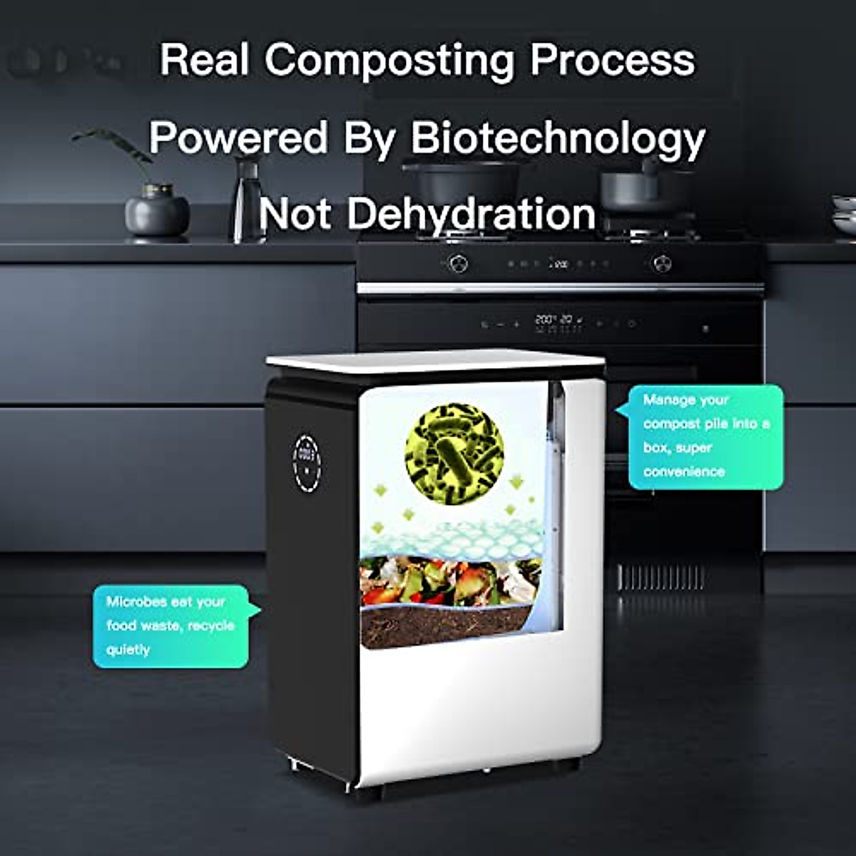 GEME | World's First Bio Smart Electric Composter Kitchen, Turn Food Waste into Real Organic Compost No Dehydration - 19L Food Cycler Compost Machine with Electric Compost Bin…