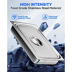 WantJoin Full Size Steam Table Pans with Lid, 3 Pack 6 Inch Deep Restaurant Steam Table Pans Commercial Cookwares, Hotel Pan Made of Stainless Steel