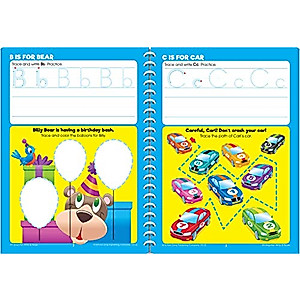 School Zone - Kindergarten Write & Reuse Workbook - Ages 5 to 6, Spiral Bound, Write-On Learning, Wipe Clean, Includes Dry Erase Marker, Early Math, and More (School Zone Write & Reuse Workbook)