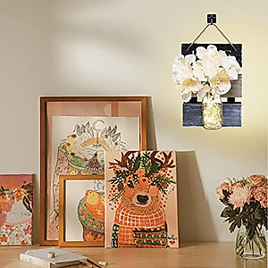 Dailyart Mason Jar Sconces Wall Decor, Rustic Mason Jar Wall Sconce Hanging Mason Jar Sconces with LED Fairy Lights, Farmhouse Wall Decor Country Decorations for Home, Set of 2