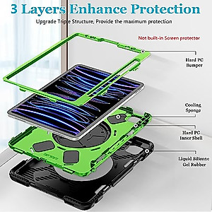 Case for iPad Pro 11 Inch 2022/2021/ 2020/2018: Military-Grade Silicone Cover for iPad 11 Inch 4th/ 3rd/ 2nd/ 1st/ Generation with Stand- Handle- Shoulder Strap- Pencil Holder