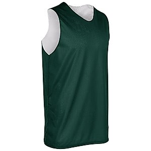 CHAMPRO boys Zone Youth Polyester Reversible Basketball Jersey, Forest Green, White, Large US