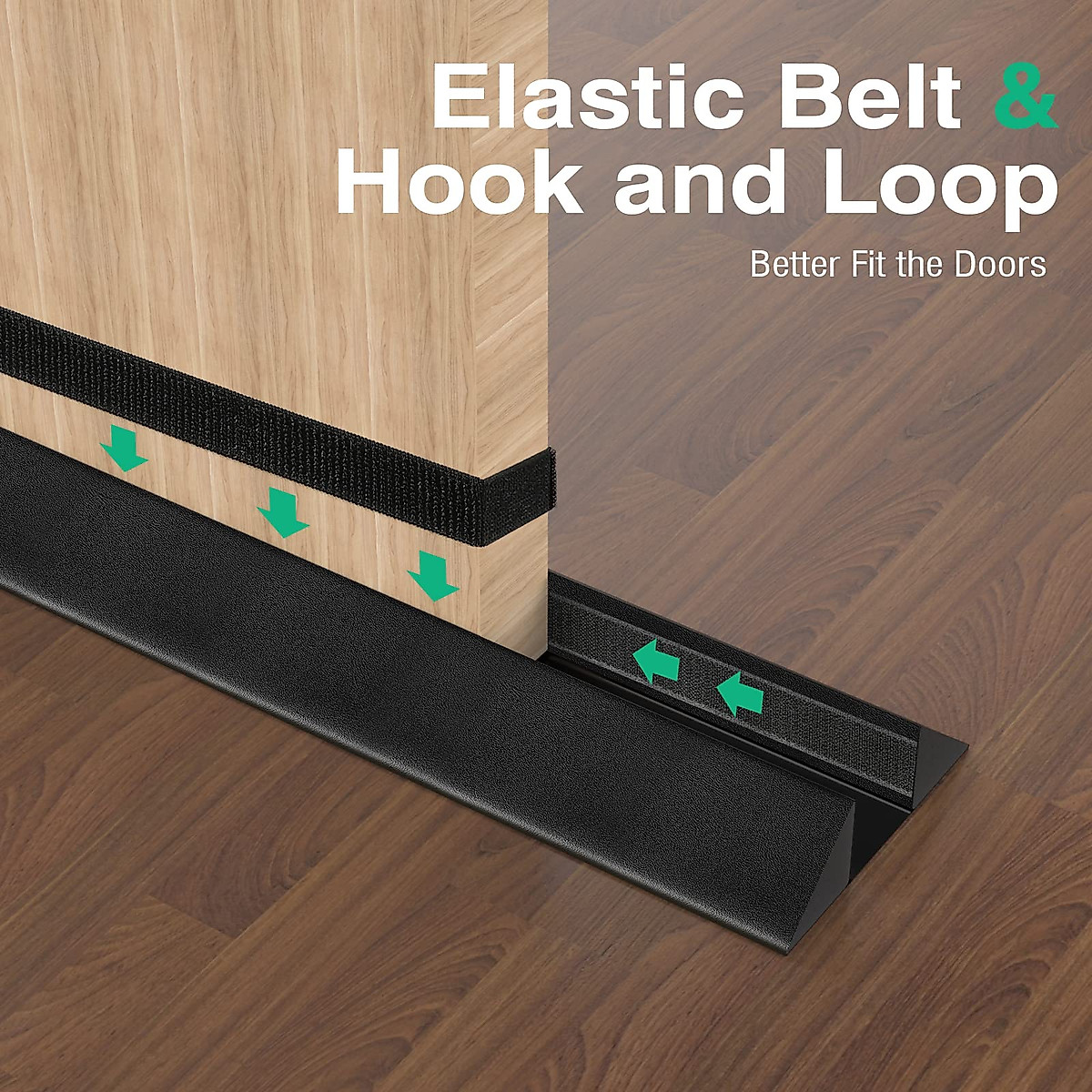 Lewondr Door Draft Stopper 36 Inch Under Door Draft Noise Blocker Waterproof Cuttable Triangle Strong Adhesive Weather Stripping Door Seal Under Door for Reduce Dust Air Door Sweep, Black