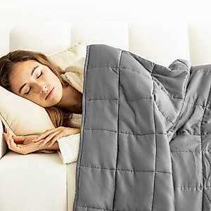Luna [ Cotton Breathable Cool Weighted Blanket 100% Oeko-Tex Premium Quality | Calming & Cooling All Seasons Weighted Blankets for Adults [15lbs - Queen - 60" x 80"] [Light Grey]