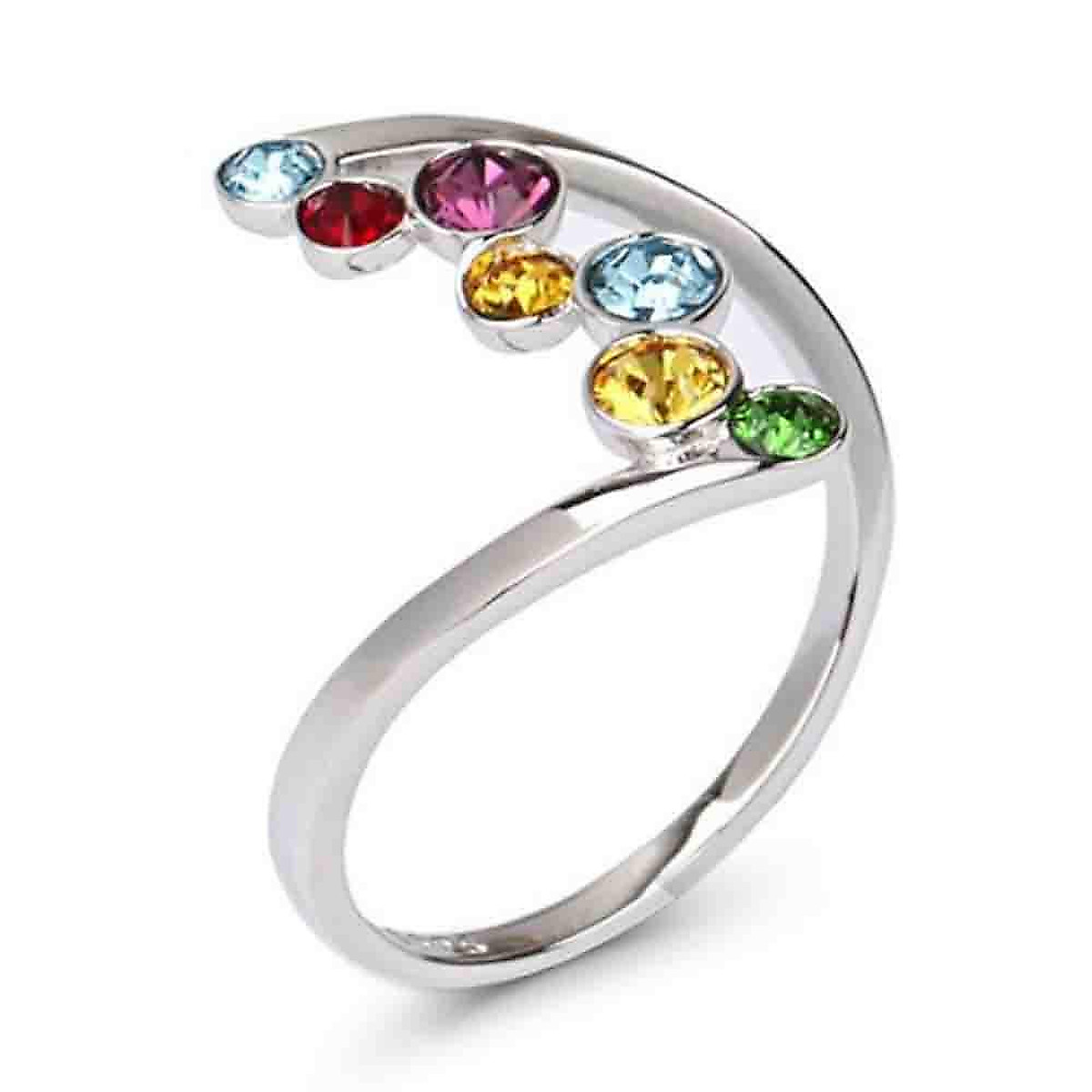 shiYsRL Exquisite Jewelry Ring Love Rings Fashion Women Shiny Multicolor Rhinestone Inlaid Finger Ring Party Jewelry Gift Wedding Band Best Gifts for Love with Valentine's Day - Platinum US 8