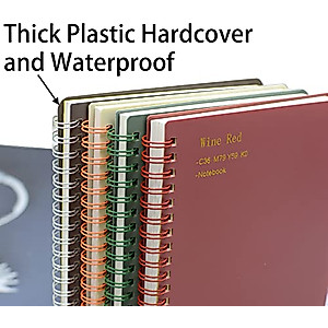 Yansanido Spiral Notebook, 4 Pcs 4 Color A5 Thick Plastic Hardcover 7mm College Ruled Paper 80 Sheets (160 Pages) Journal for School and Office Supplies (4 Pcs A5)