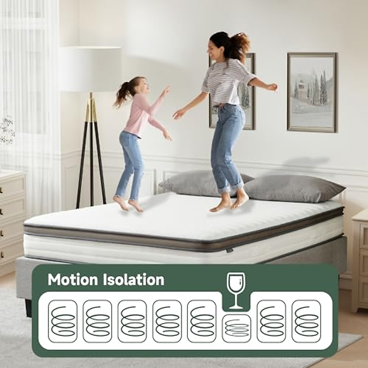 Z-hom Full Mattress Bed in a Box, 10 Inch Cooling Memory Foam Spring Mattress Full Size, Hybrid Innerspring Mattress Full, Medium Soft Full Mattresses for Silent Sleep, White