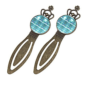 Water Wave Vintage Brass Bookmarks, 2 Packs Crown Reading Page Insert, Classical Reading Book Pages Marks