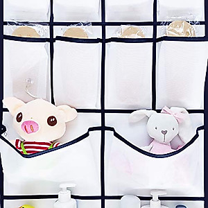 TidyMaster 2 Pack Extra Large Hanging Over Door Shoe Organizers, 12 Mesh Pockets + 6 Large Mesh Storage Various Compartments with 8+8 Hooks Shoes Holder for Closet Bedroom, White (59 x 21.6 inch)…