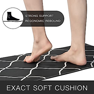 TurtingAs Kitchen Cushioning Anti Fatigue Mat [2 PCS], Comfort Standing Rug, Non-Slip Waterproof Heavy Duty PVC Ergonomic Foam Rug, Thick Mat Set for Kitchen, Office, Sink, Laundry Room Black