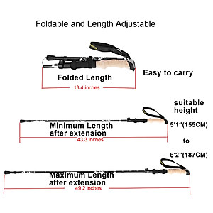 A ALAFEN Walking Stick - Collapsible Trekking Pole for Men and Women,7075 Aluminum Hiking Stick for Seniors, Black 1PC