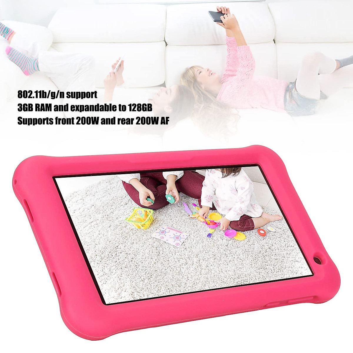 Zyyini Computer Kids Tablet,7 Inch for 11 Kids Tablet,3GB RAM 32GB ROM,WiFi, Dual Camera,with Tablet Case Bracket,for Kids Learning, Gaming