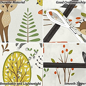 Woodland Animals Hanging Laundry Hamper Bag with 2 Door Hooks, Fox Elk Bear Mushroom Holding Dirty Clothes Bag, Saving Space Hanging Laundry Bag for Door Wall, Closet, Bathroom