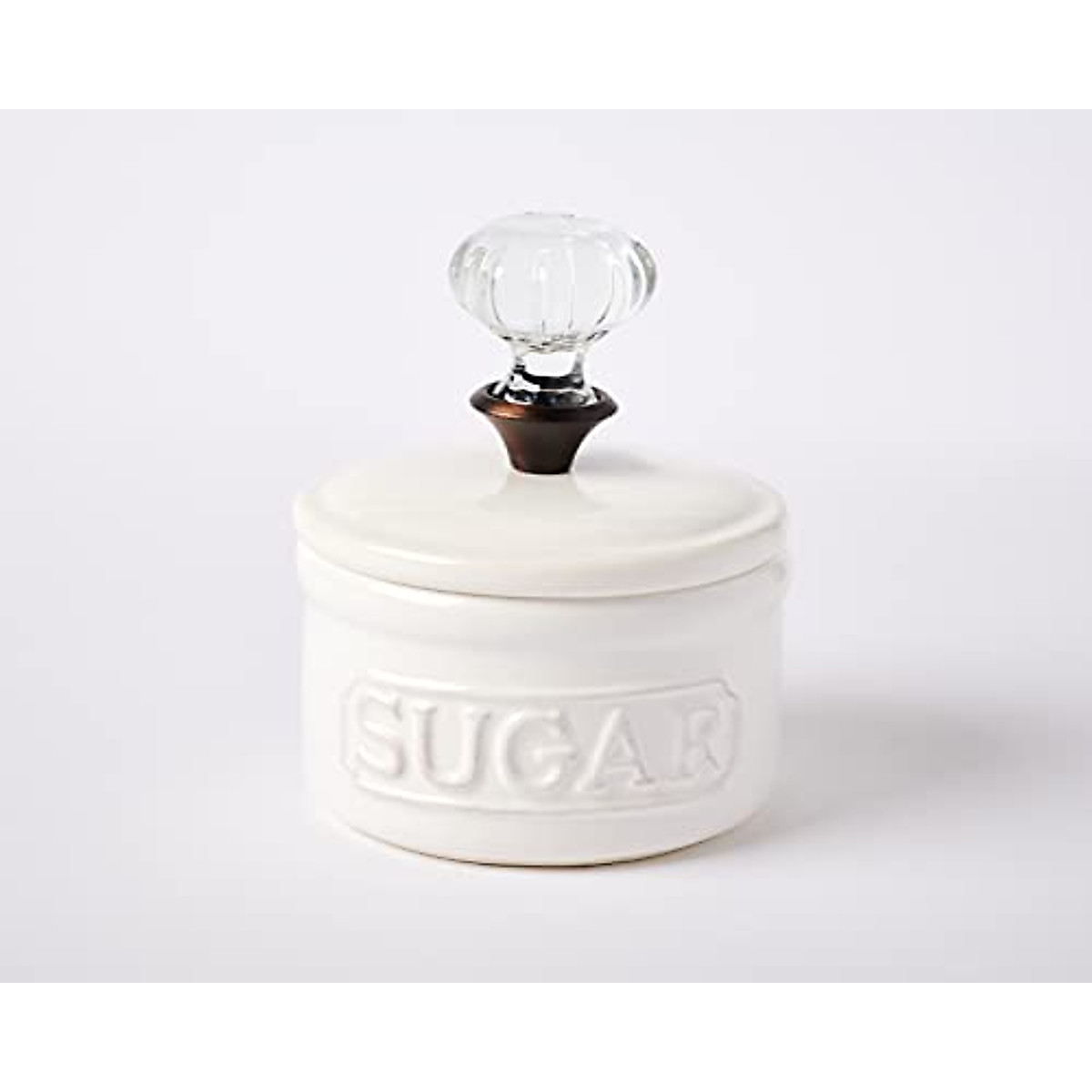 Mud Pie Door Knob Sugar Bowl, White 5.85H X 6.7L X 6.35W