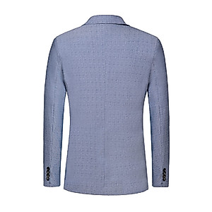 RONGKAI Mens Casual Blazer Sports Coats Suit Jackets for Men Slim Fit One Button Lightweight Blue