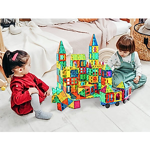 FAXADELLA GiftedKids Magnetic Tiles Building Blocks, 120 Pcs Magnet Toys | Preschool Toys Magnets for Kids | Building Toys for Kids Ages 4-8